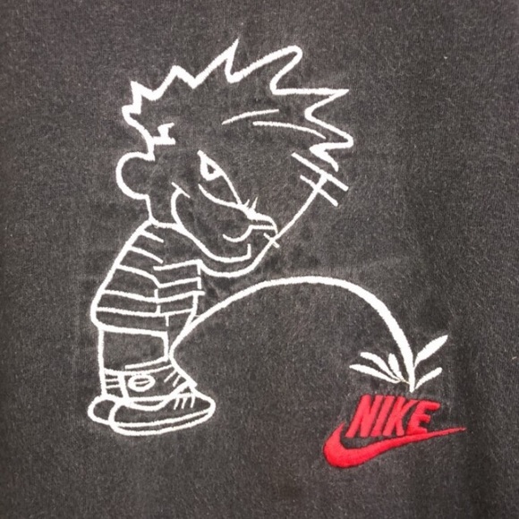 Nike | Shirts | Rare Vintage Calvin Peeing On Nike Logo Tshirt | Poshmark